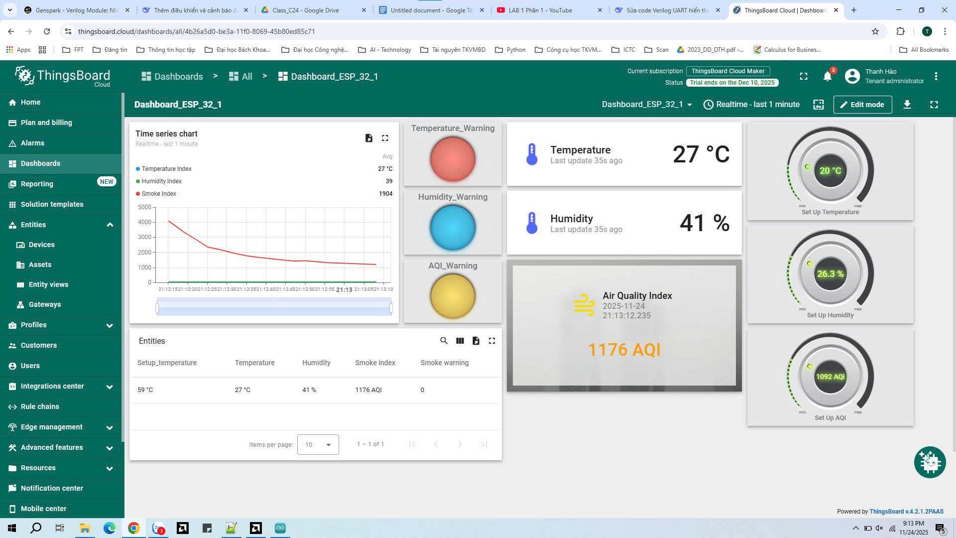 Verilog – Hệ thống Giám sát Nhiệt độ – Độ ẩm – Khí Gas qua FPGA & ESP32 ...